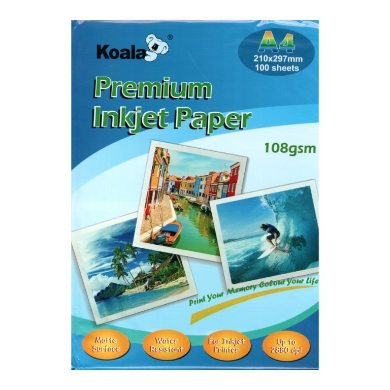 Premium Inkjet Paper A4 (8.268″x11.693″) 108 GSM 100 Sheets – Ok Ad ...